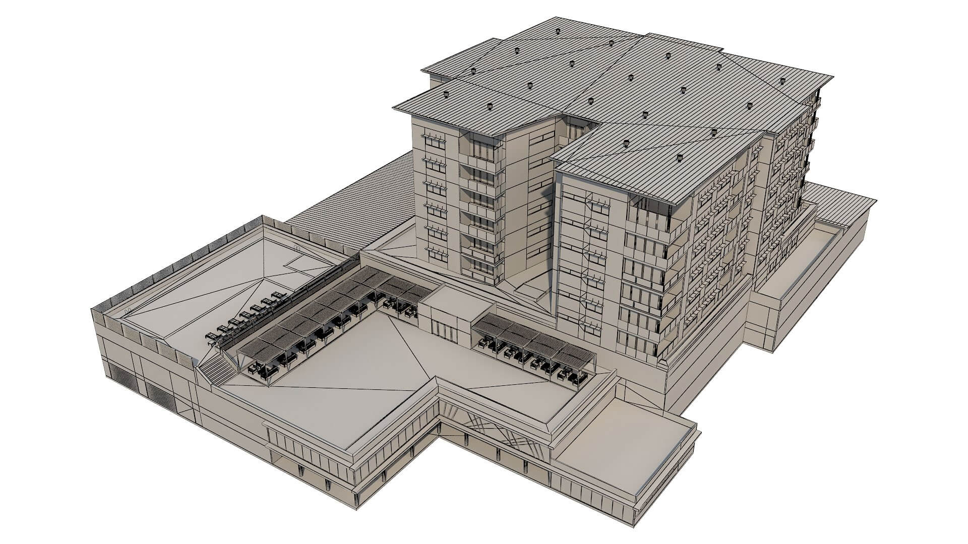 Hotel Building 1 - 3D Model by virtual3d