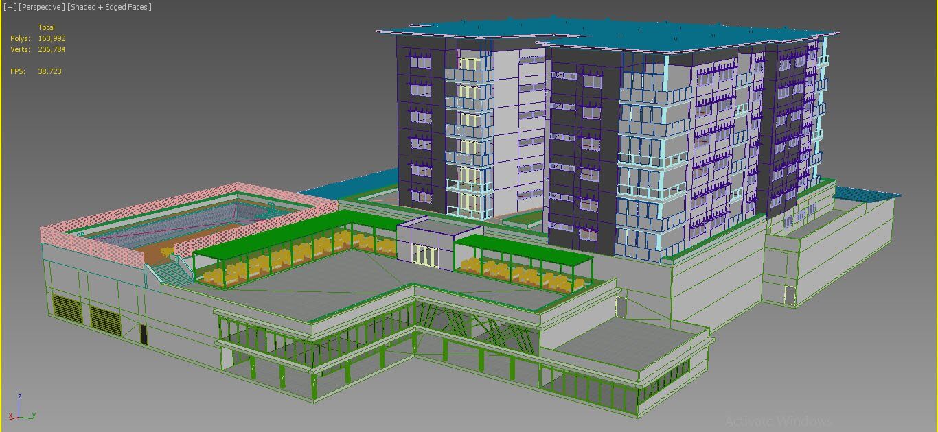 Hotel Building 1 - 3D Model by virtual3d