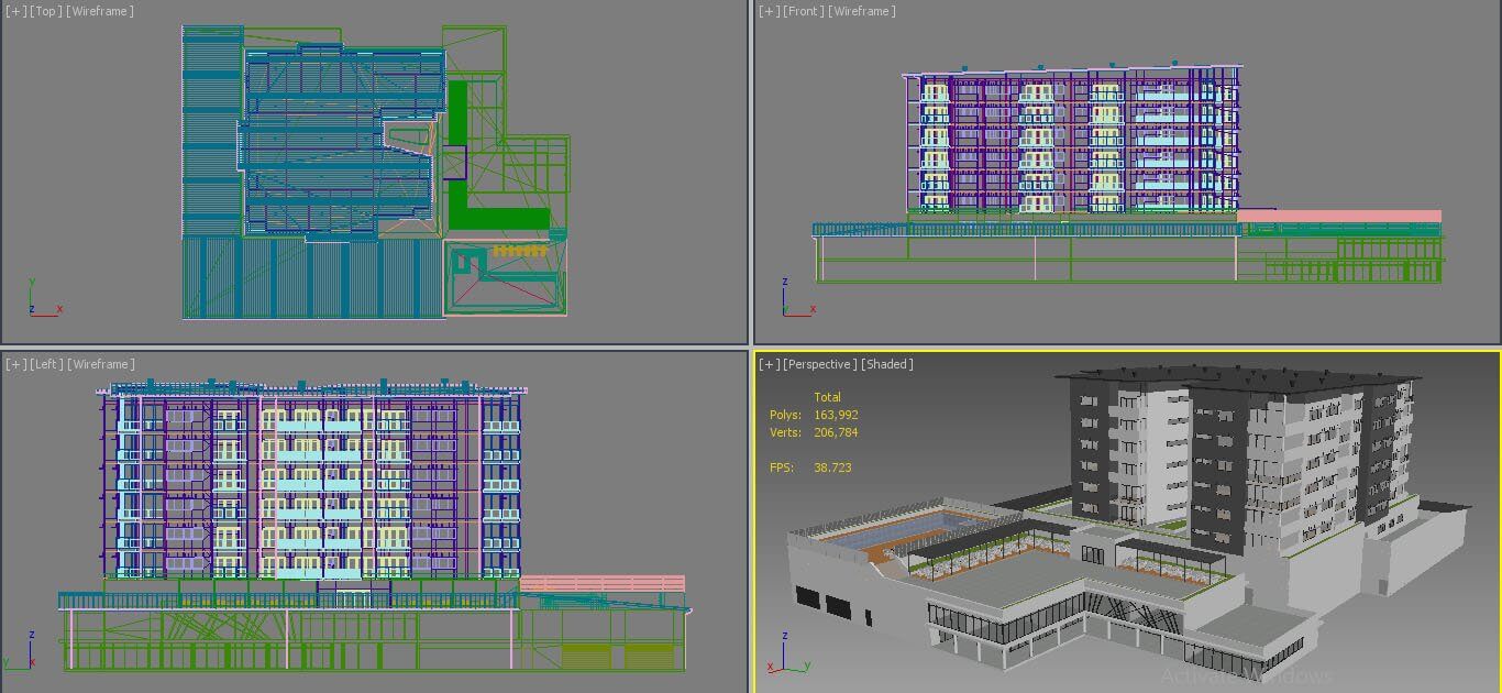 Hotel Building 1 - 3D Model by virtual3d
