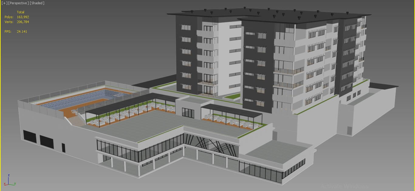 Hotel Building 1 - 3D Model by virtual3d