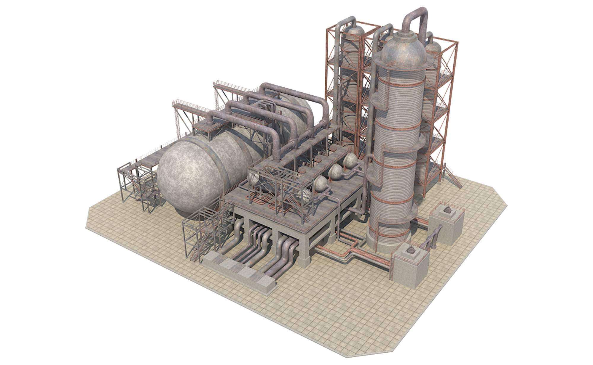 Industrial Oil Refinery - 3D Model by virtual3d