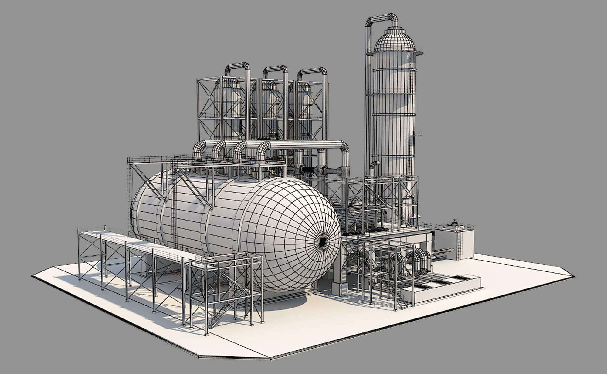 Industrial Oil Refinery - 3D Model by virtual3d