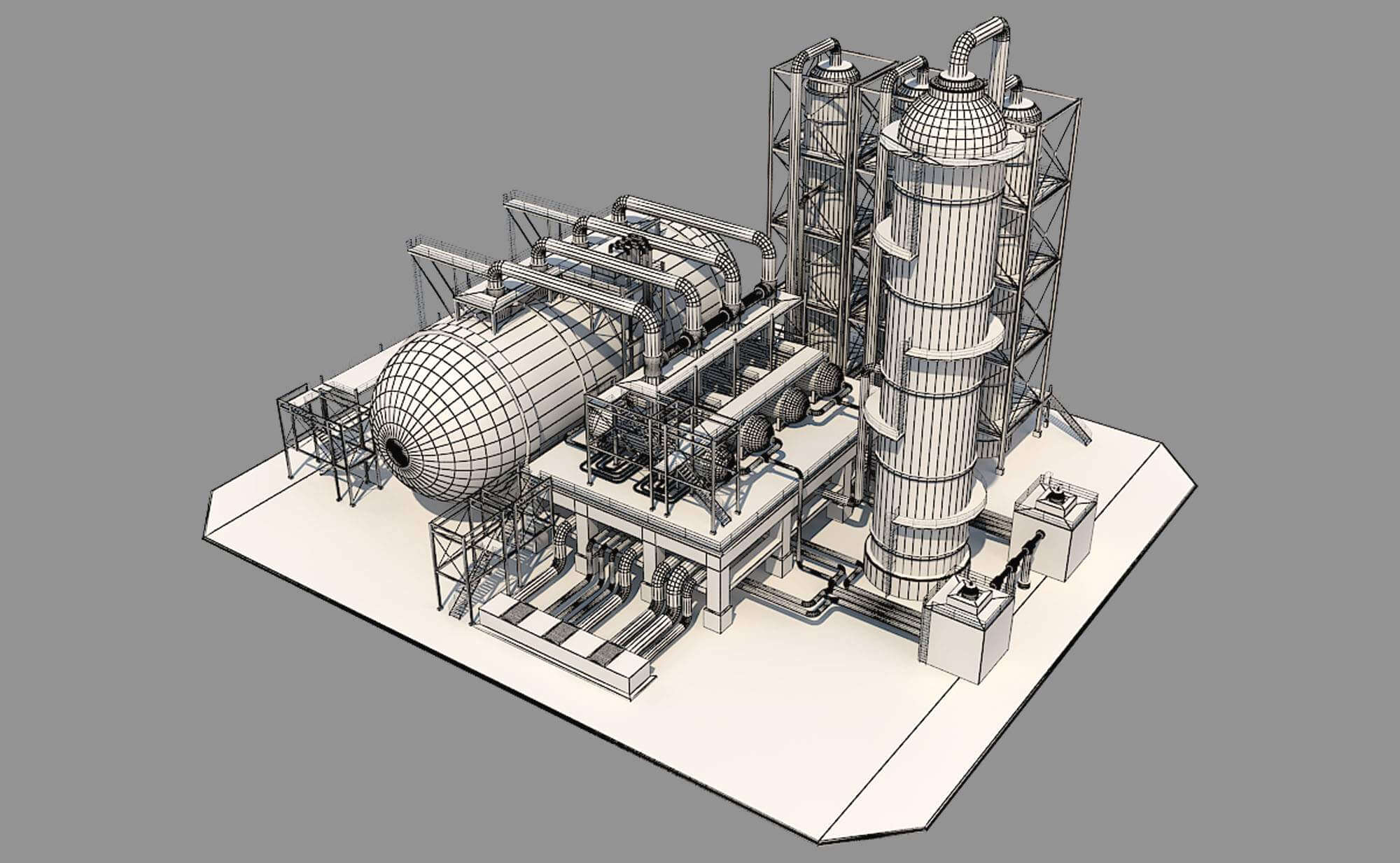 Industrial Oil Refinery - 3D Model by virtual3d