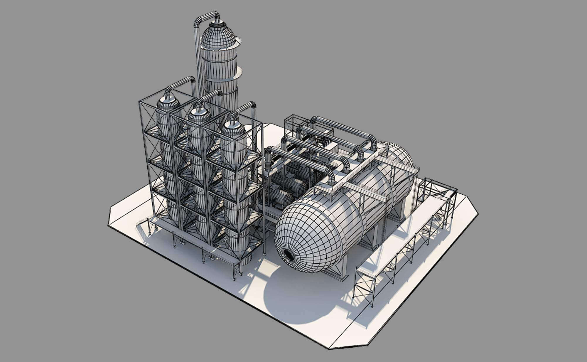 Industrial Oil Refinery - 3D Model by virtual3d