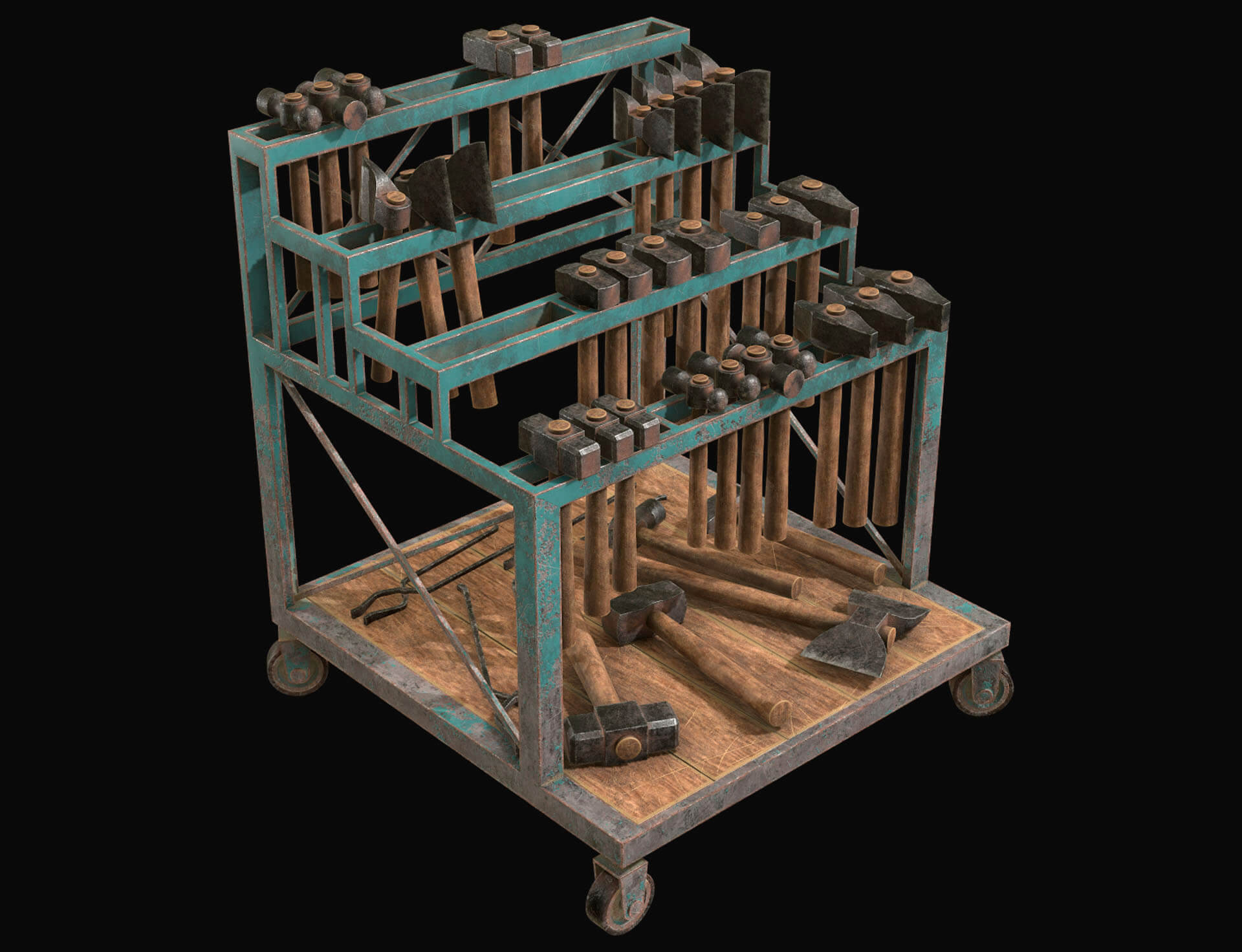 Ironwork Tools Rack 3 - 3D Model by virtual3d
