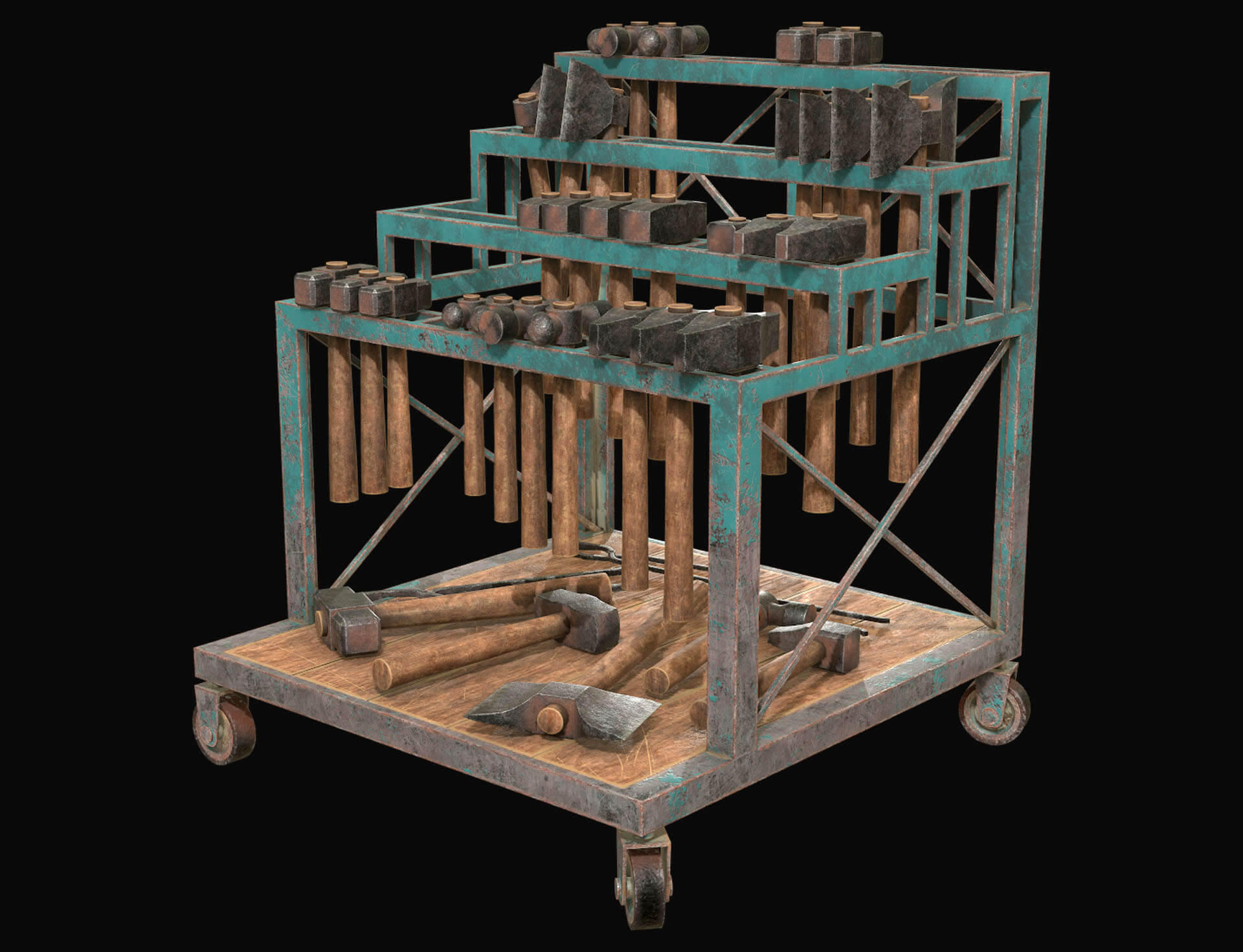Ironwork Tools Rack 3 - 3D Model by virtual3d