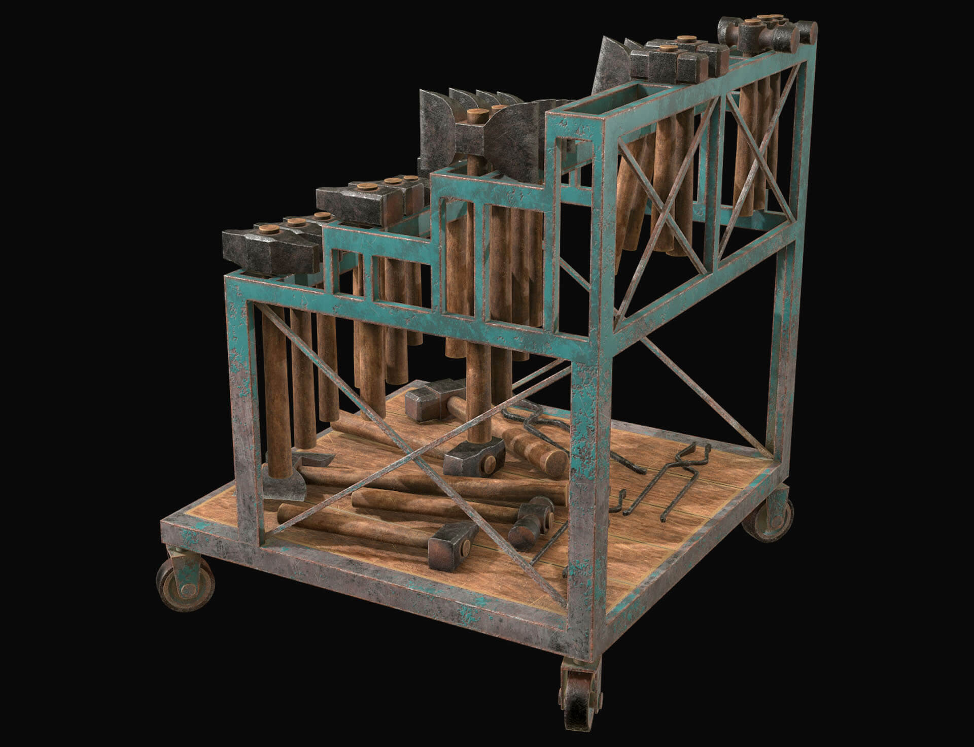 Ironwork Tools Rack 3 - 3D Model by virtual3d