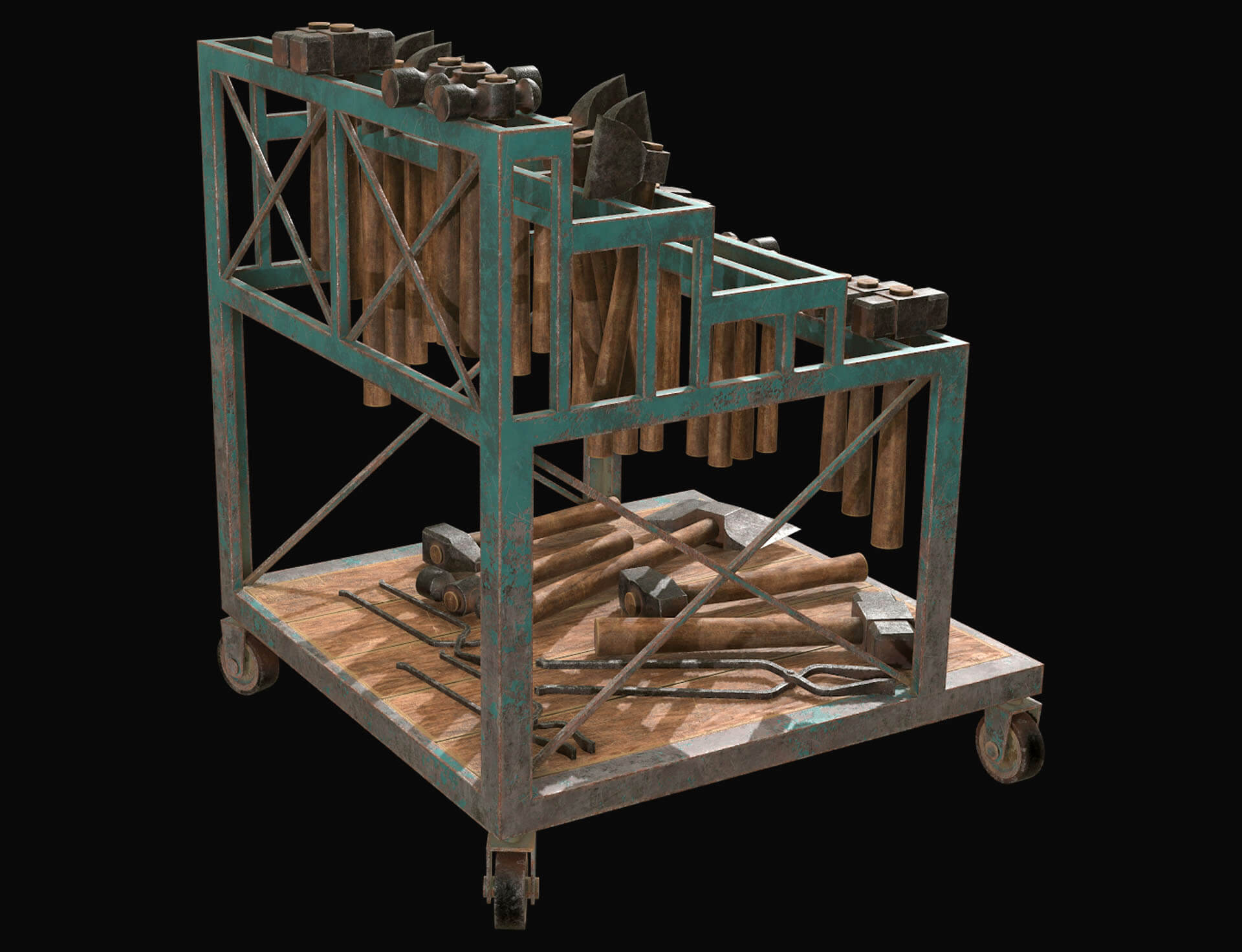 Ironwork Tools Rack 3 - 3D Model by virtual3d