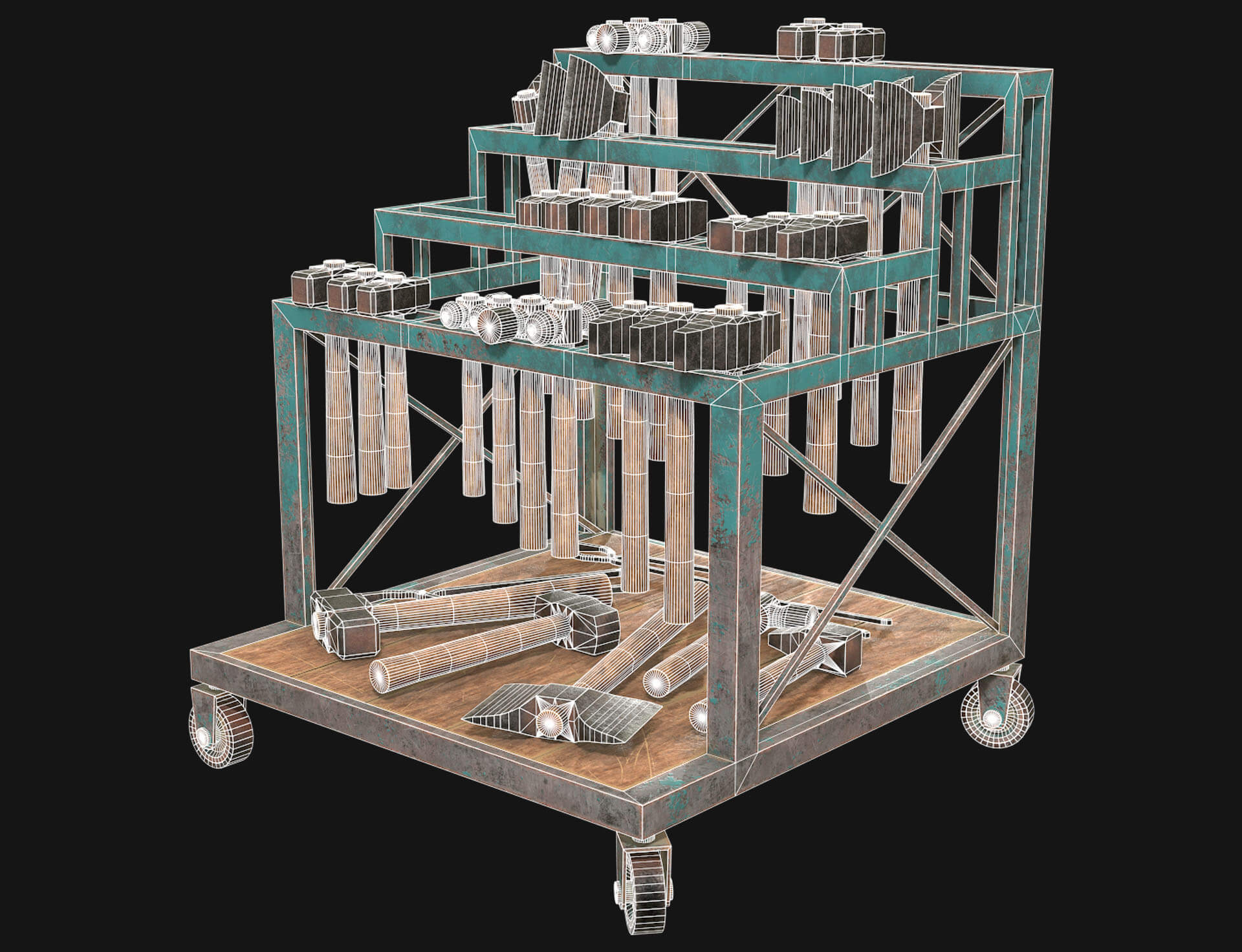 Ironwork Tools Rack 3 - 3D Model by virtual3d