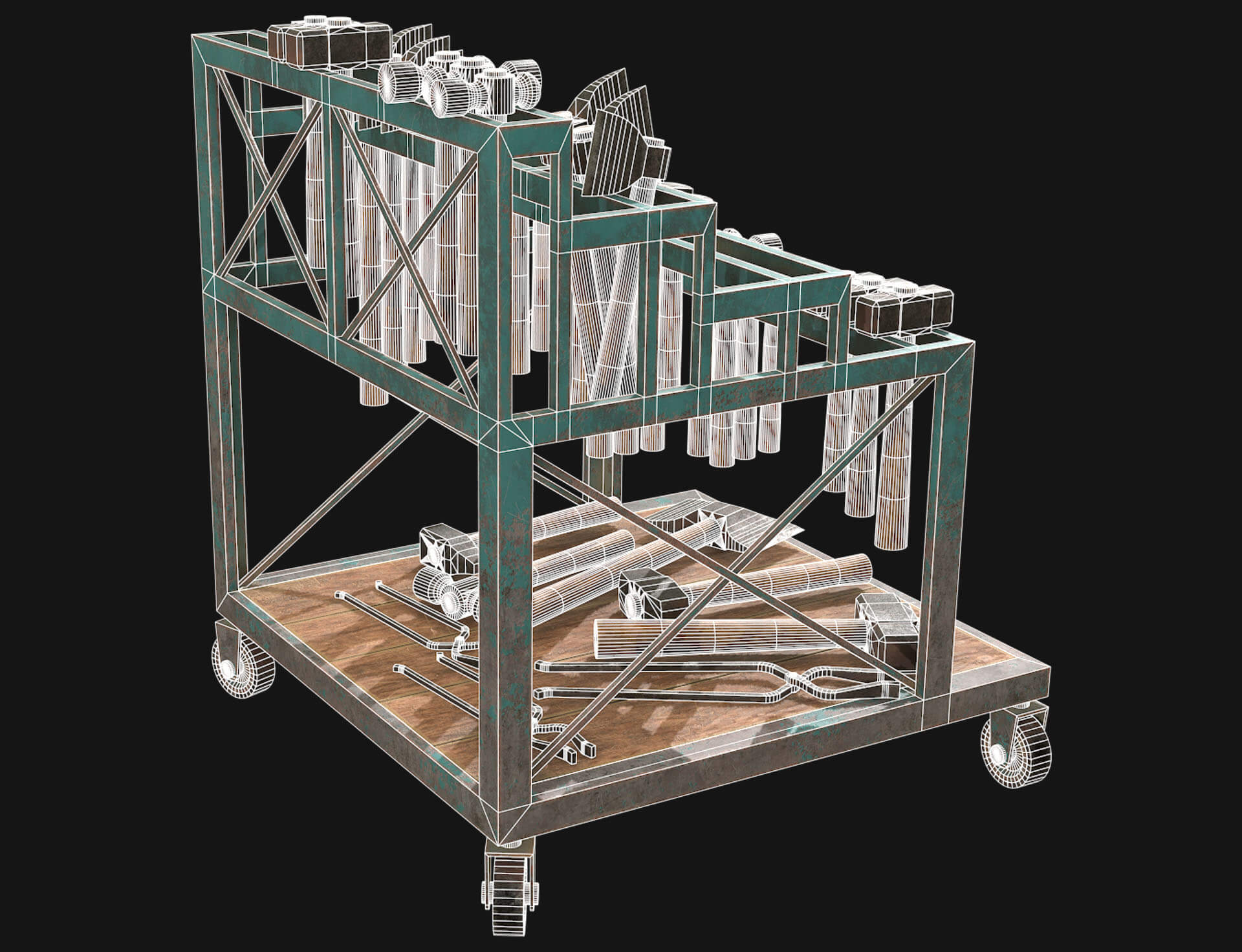 Ironwork Tools Rack 3 - 3D Model by virtual3d