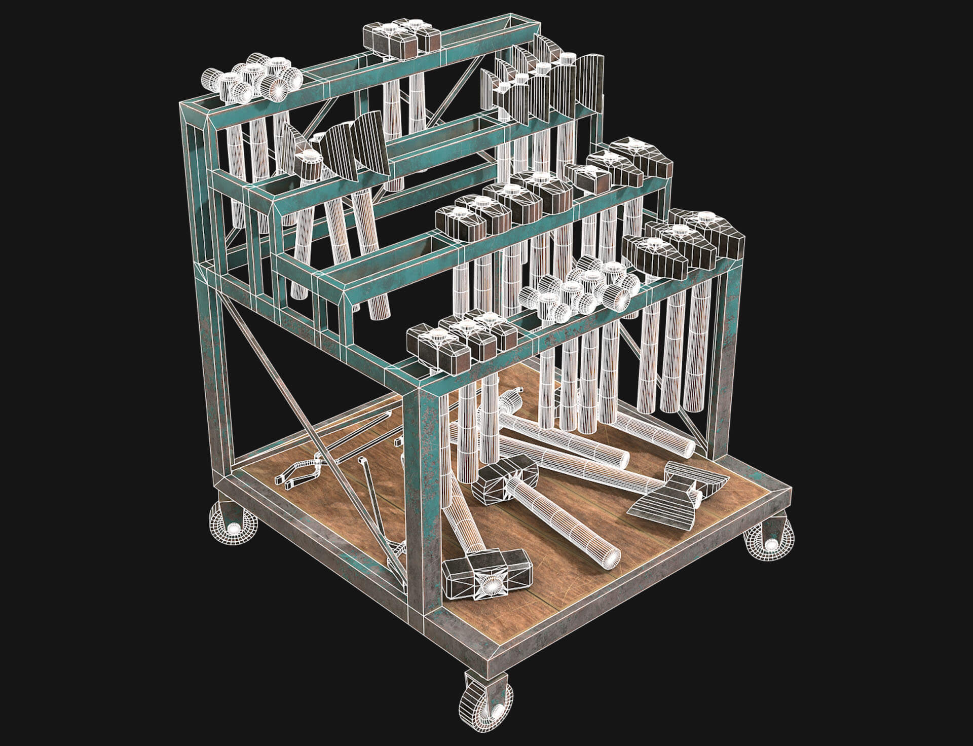 Ironwork Tools Rack 3 - 3D Model by virtual3d