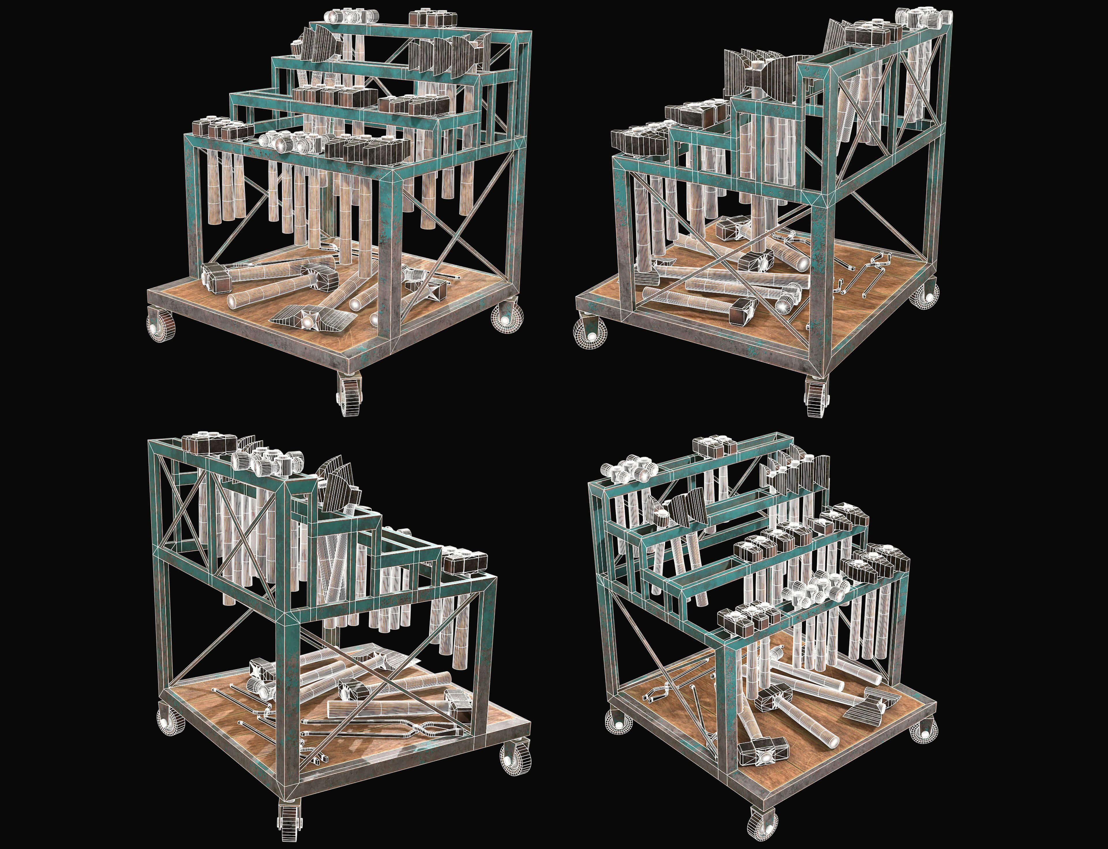 Ironwork Tools Rack 3 - 3D Model by virtual3d