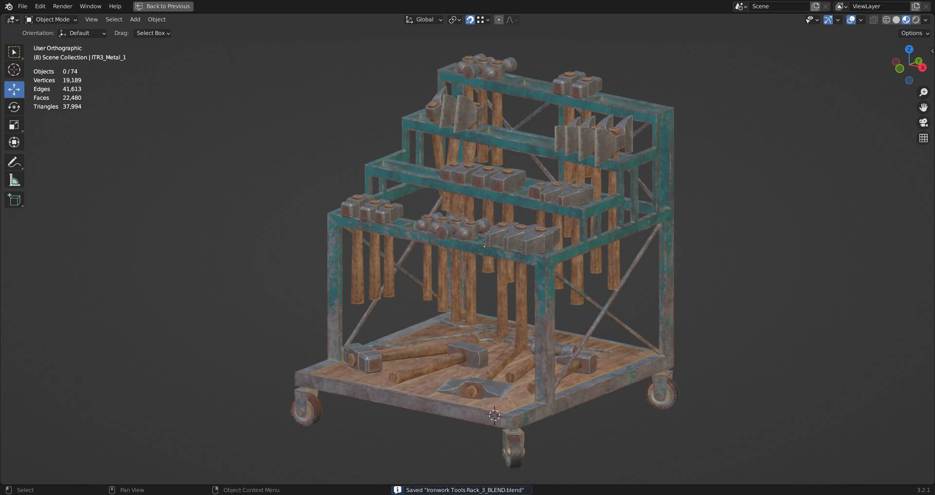 Ironwork Tools Rack 3 - 3D Model by virtual3d