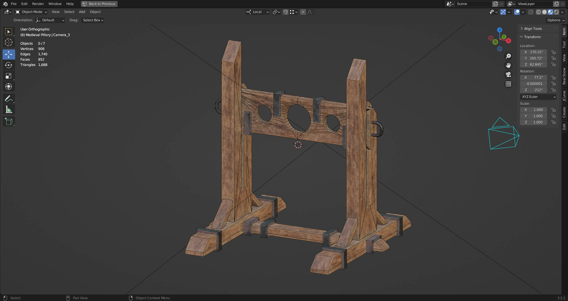 Medieval Pillory - 3D Model by virtual3d