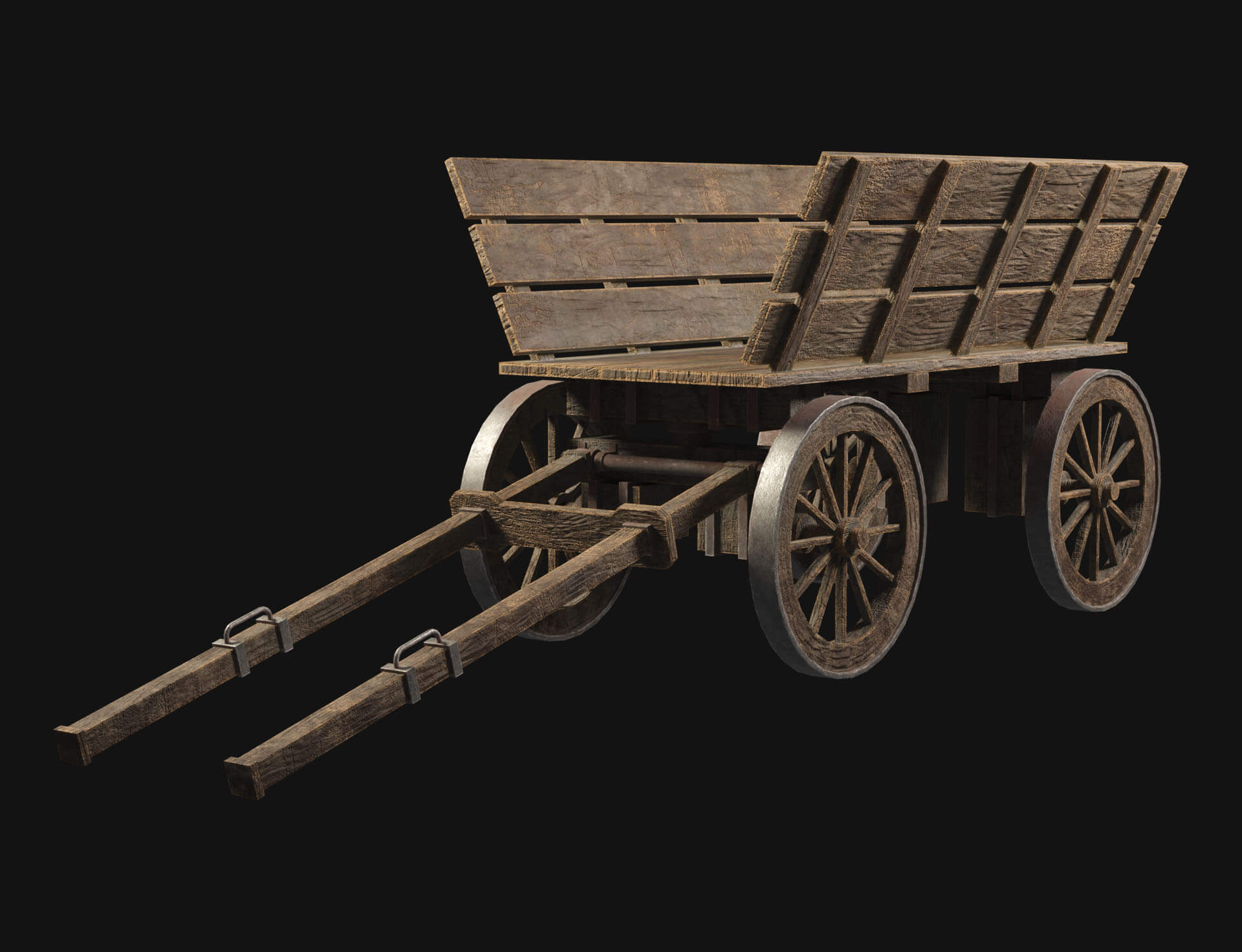 Medieval Wooden Cart 1 - 3D Model by virtual3d