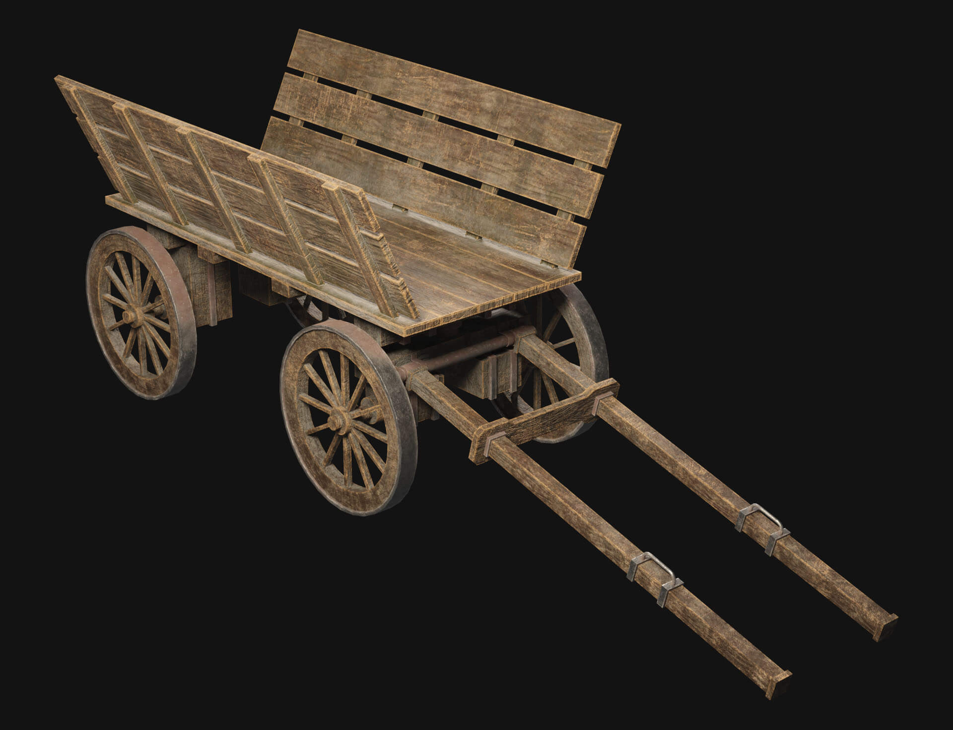 Medieval Wooden Cart 1 - 3D Model by virtual3d