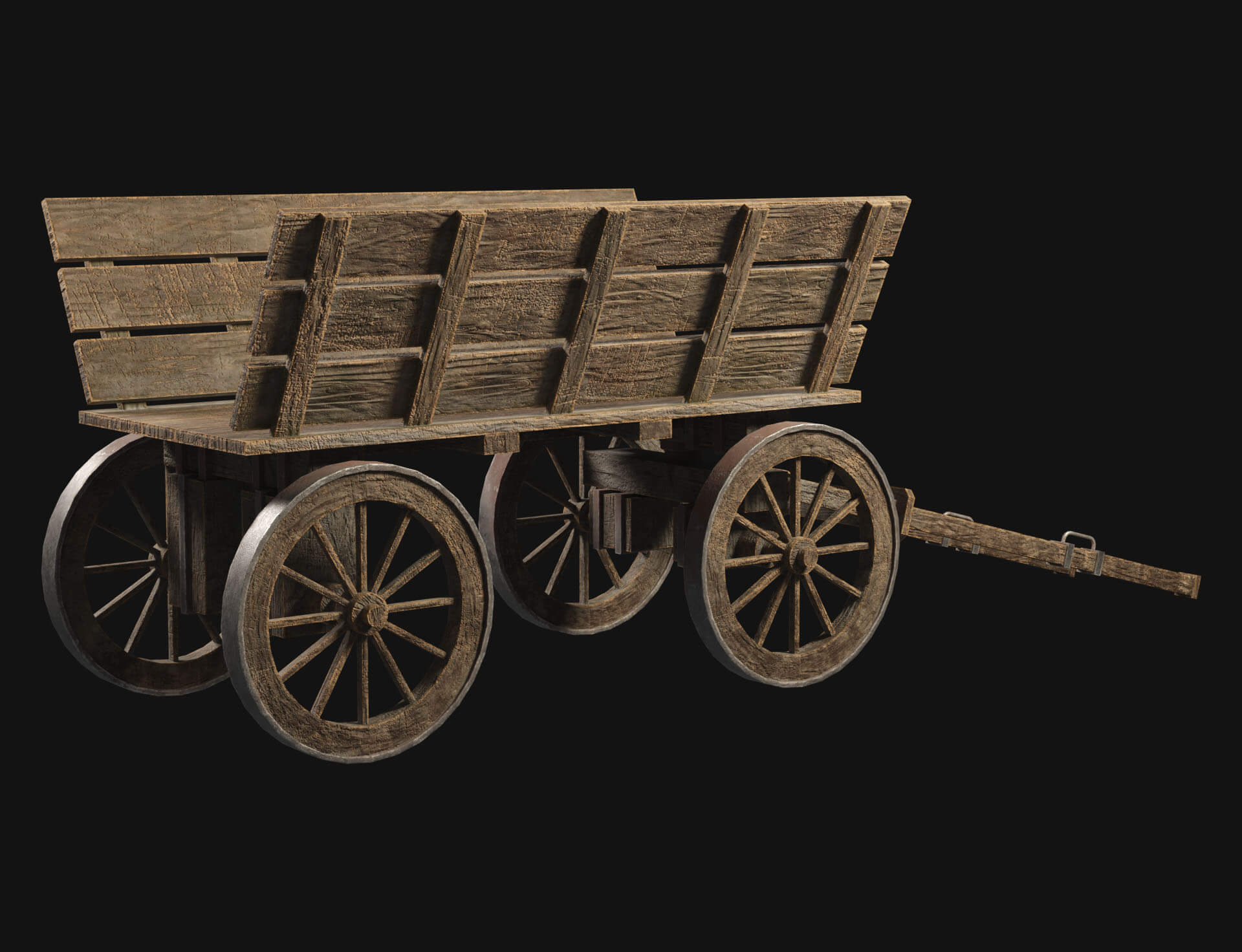Medieval Wooden Cart 1 - 3D Model by virtual3d
