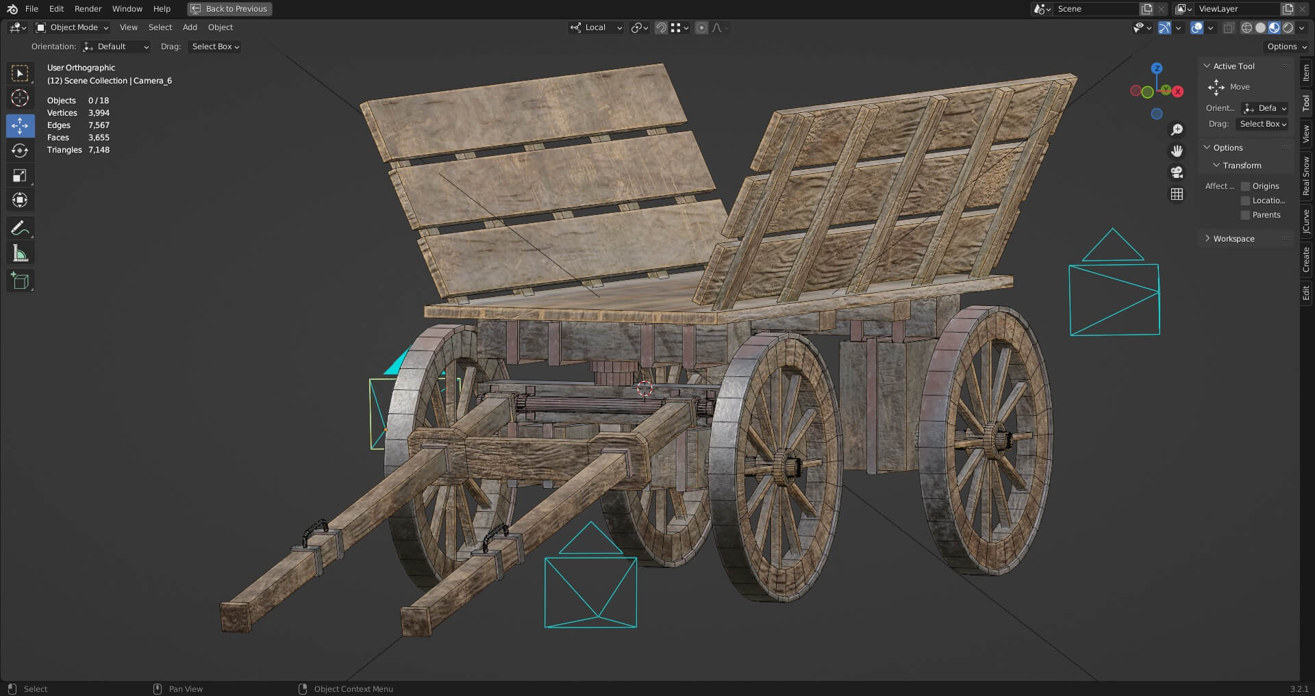 Medieval Wooden Cart 1 - 3D Model by virtual3d