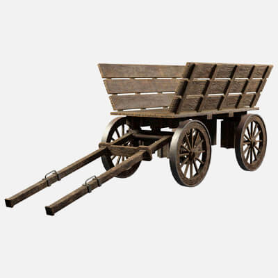 Medieval Wooden Cart 1 - 3D Model by virtual3d