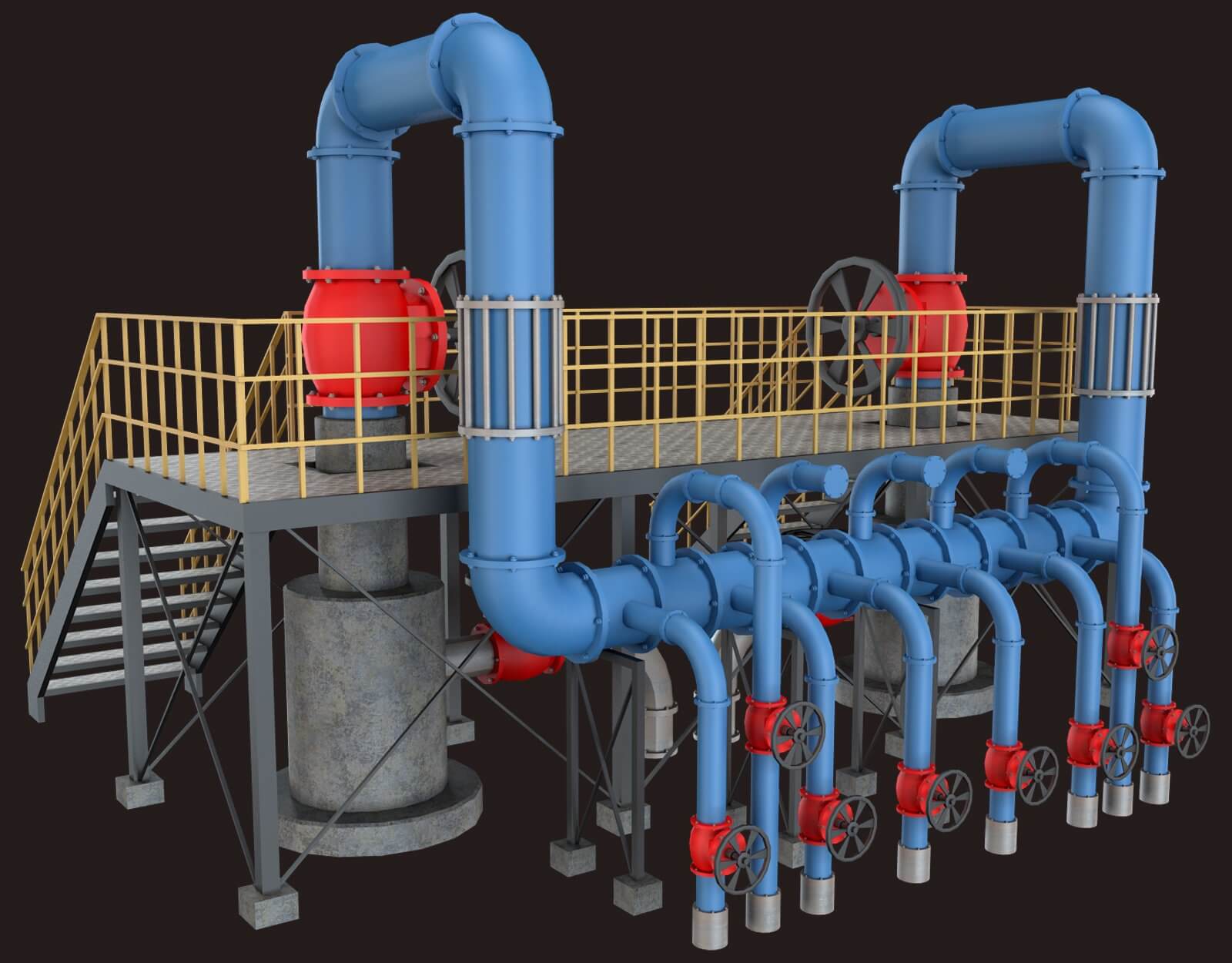 Piping System 1 - 3D Model by virtual3d