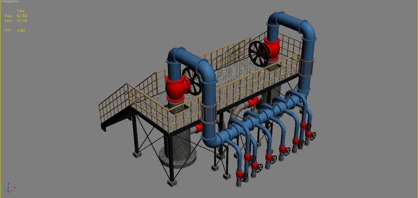 Piping System 1 - 3D Model by virtual3d