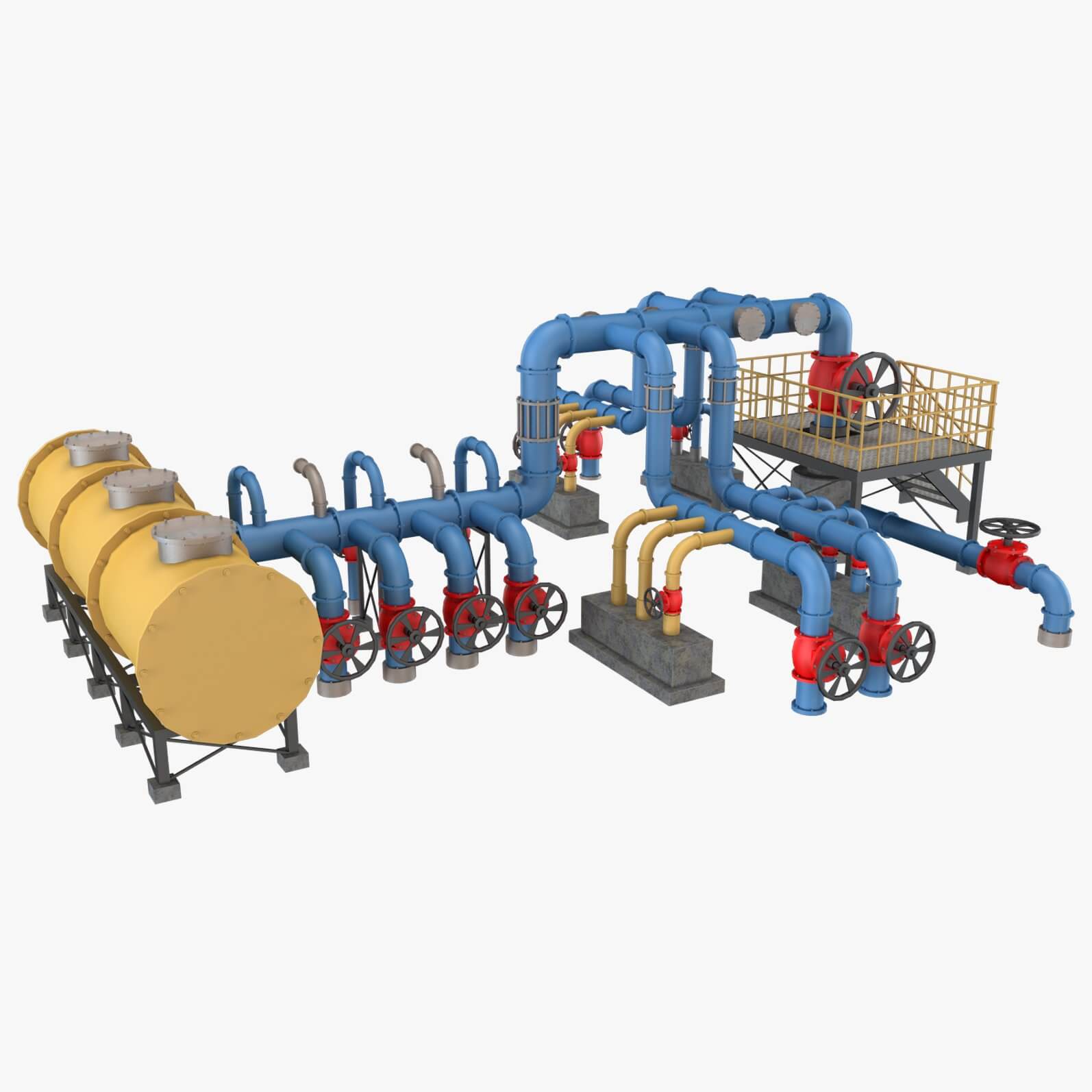 Piping System 2 - 3D Model by virtual3d