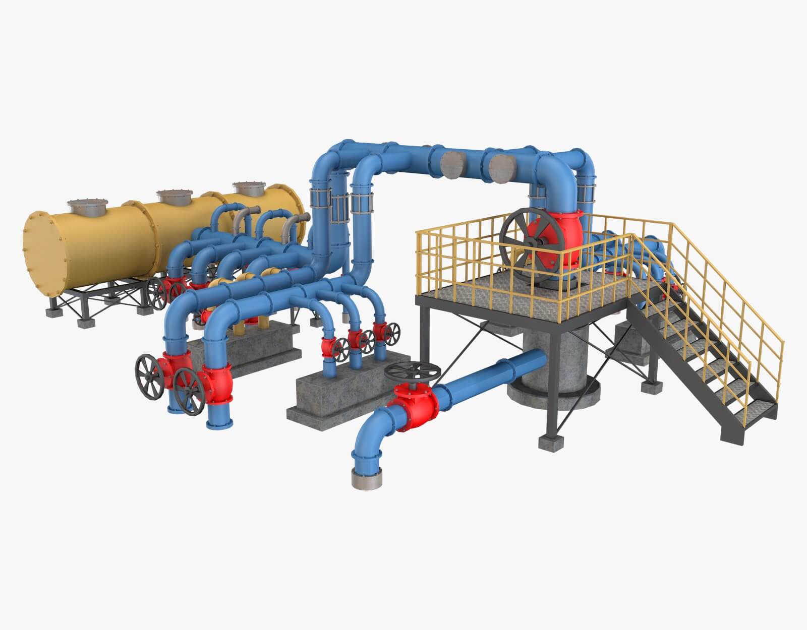 Piping System 2 - 3D Model by virtual3d