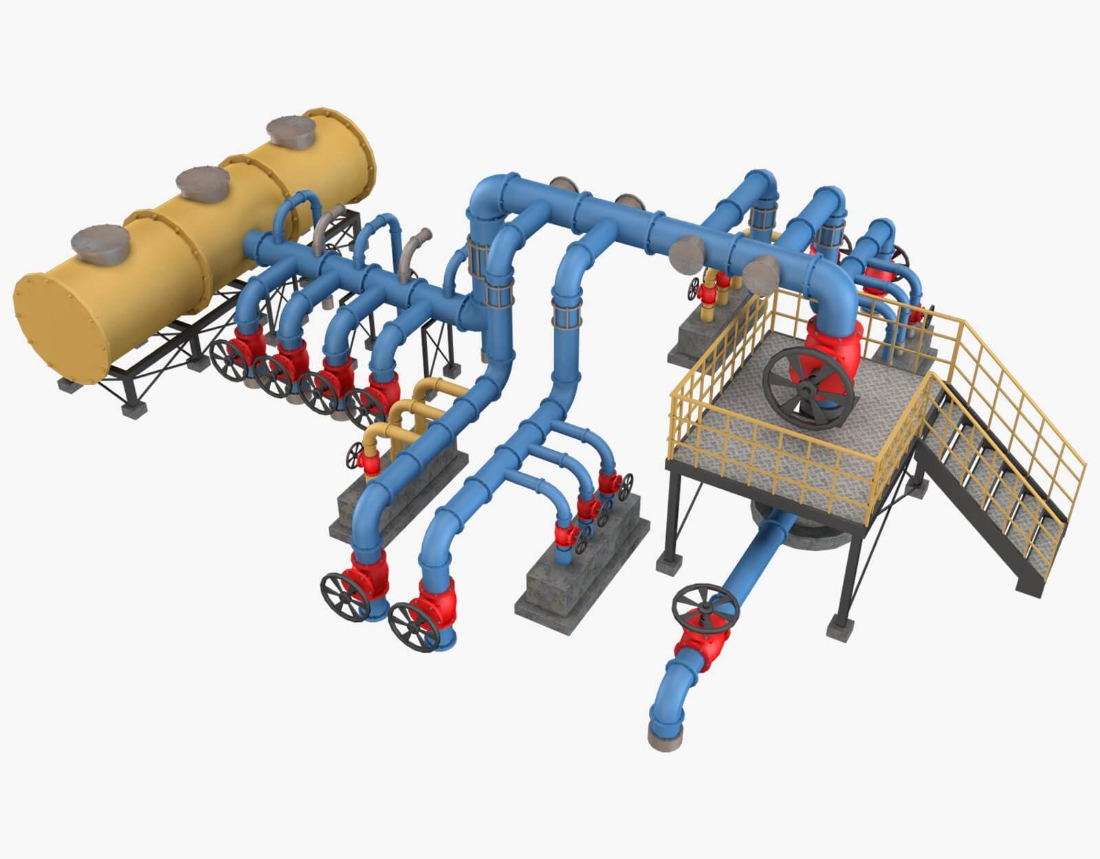 Piping System 2 - 3D Model by virtual3d