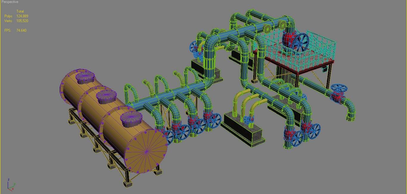 Piping System 2 - 3D Model by virtual3d
