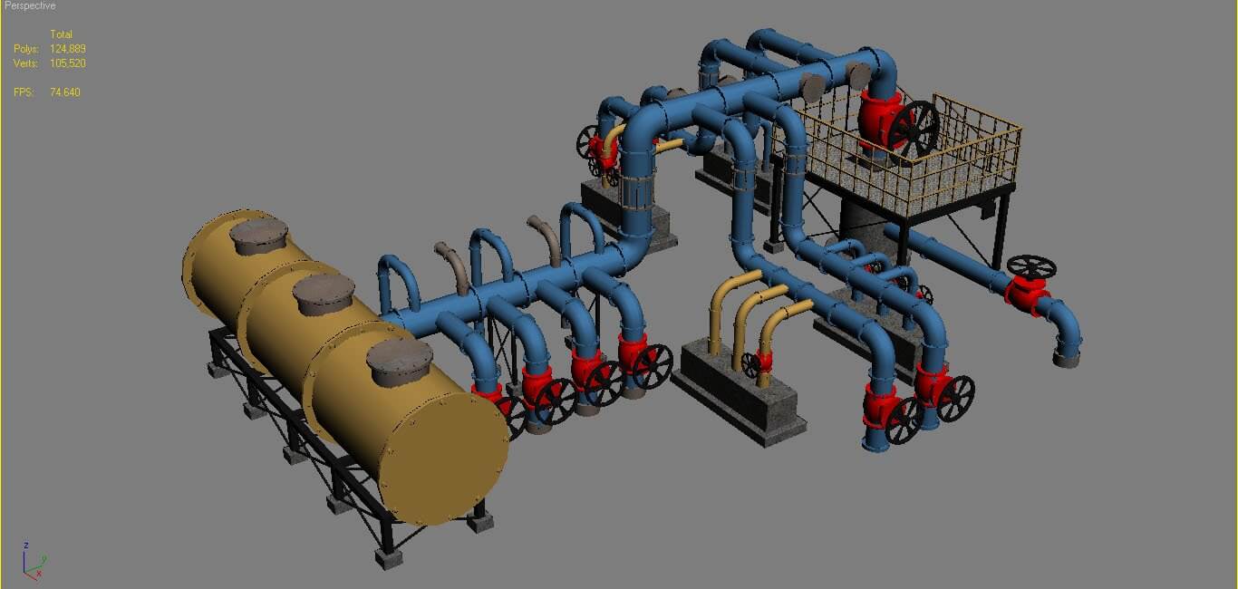 Piping System 2 - 3D Model by virtual3d