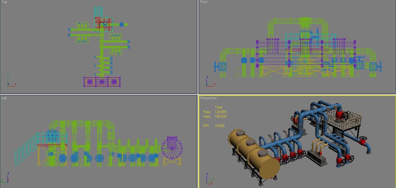 Piping System 2 - 3D Model by virtual3d