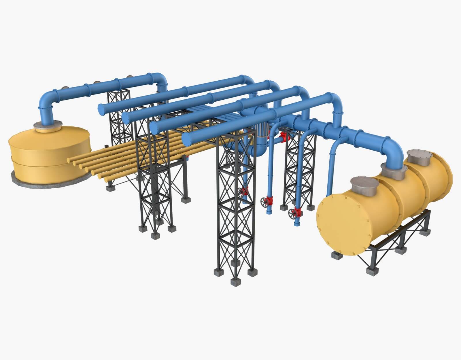 Piping System 3 - 3D Model by virtual3d