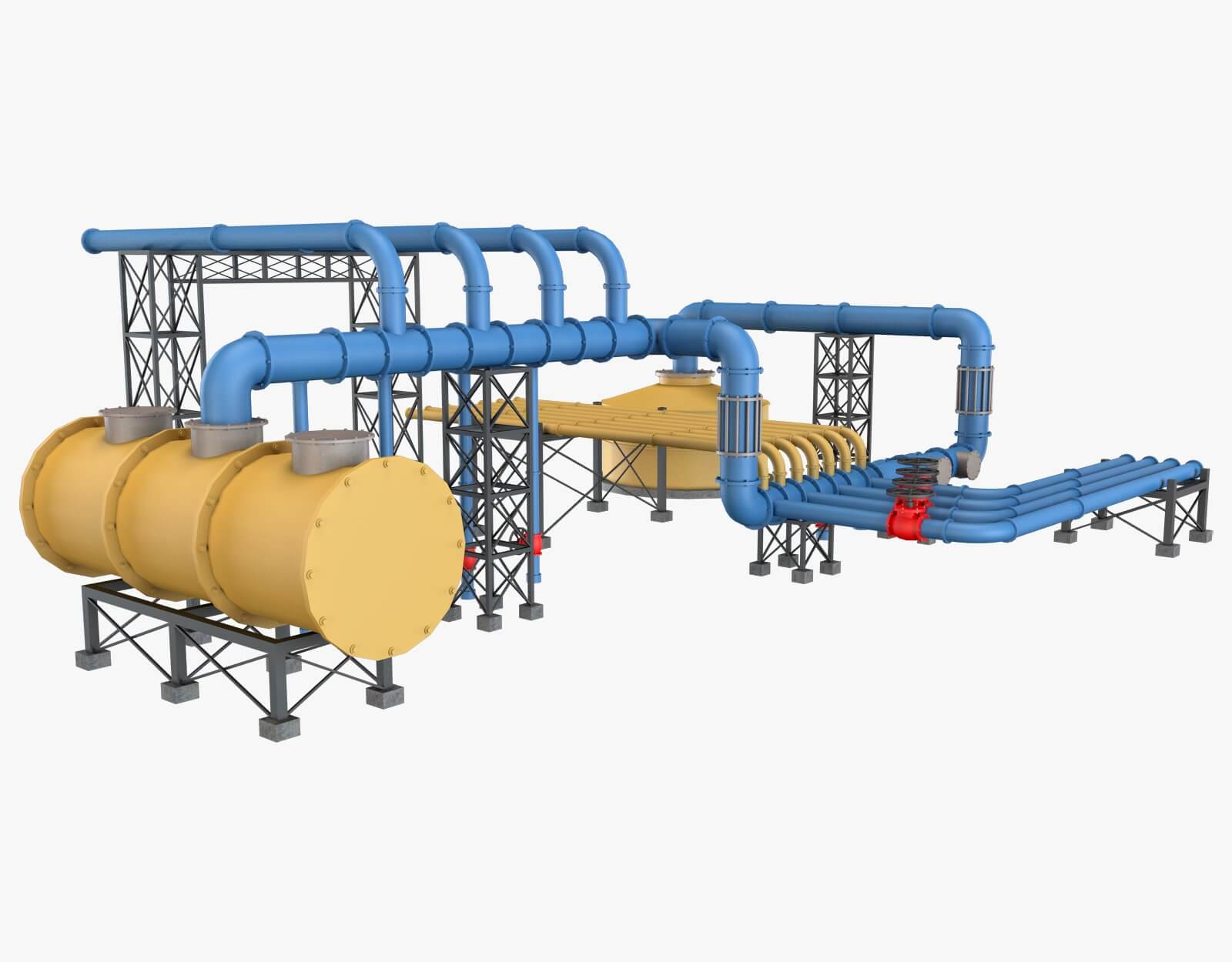 Piping System 3 - 3D Model by virtual3d