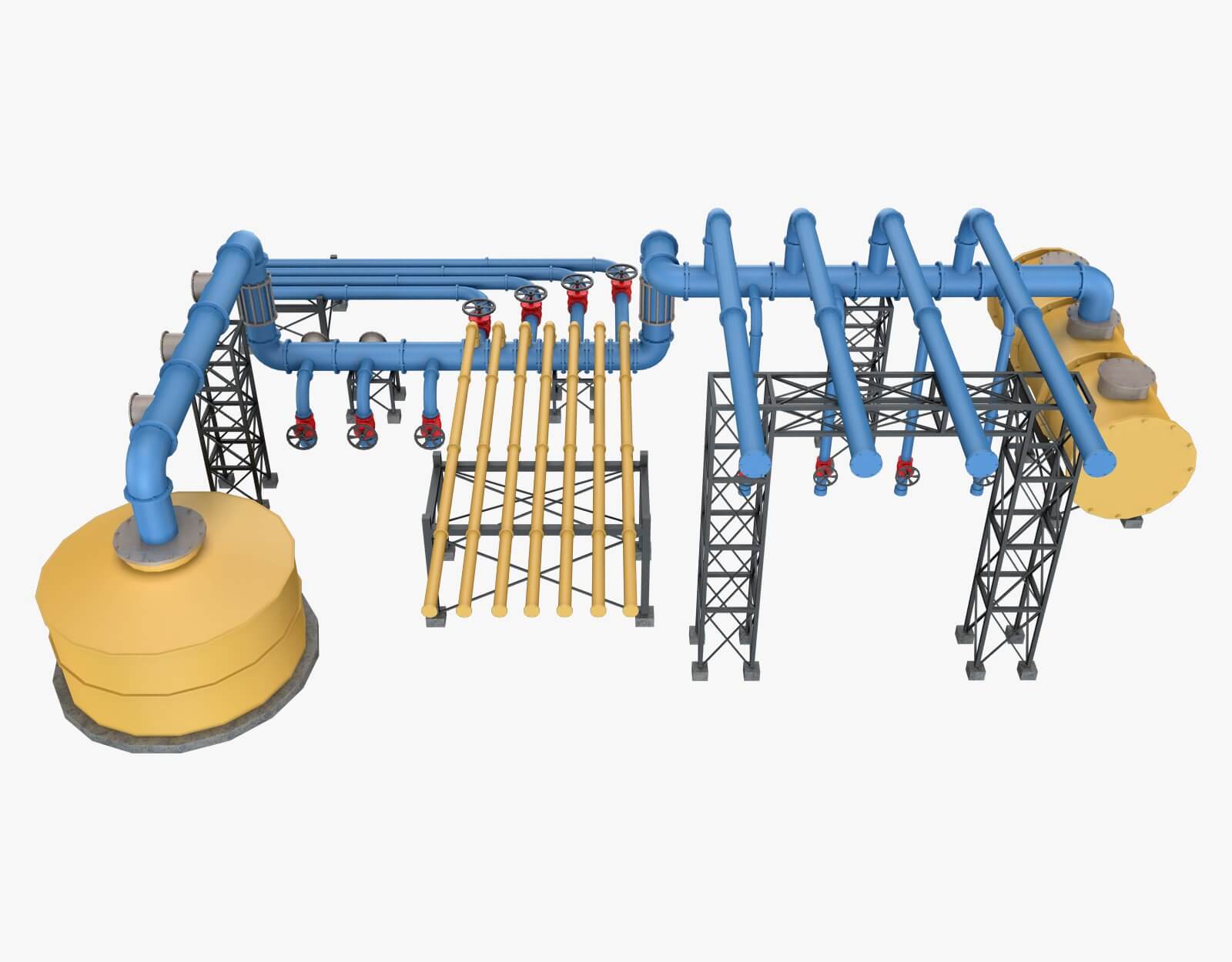 Piping System 3 - 3D Model by virtual3d