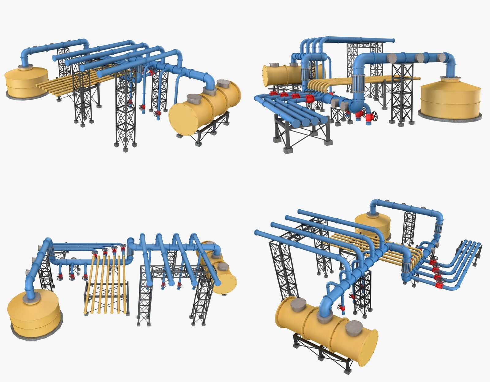 Piping System 3 - 3D Model by virtual3d