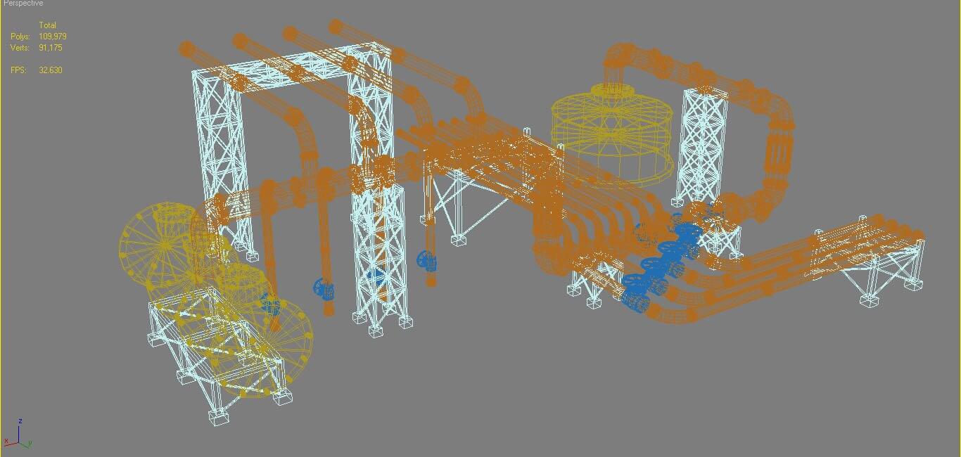 Piping System 3 - 3D Model by virtual3d