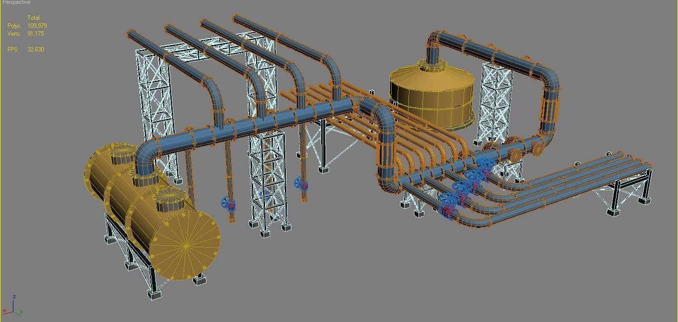 Piping System 3 - 3D Model by virtual3d