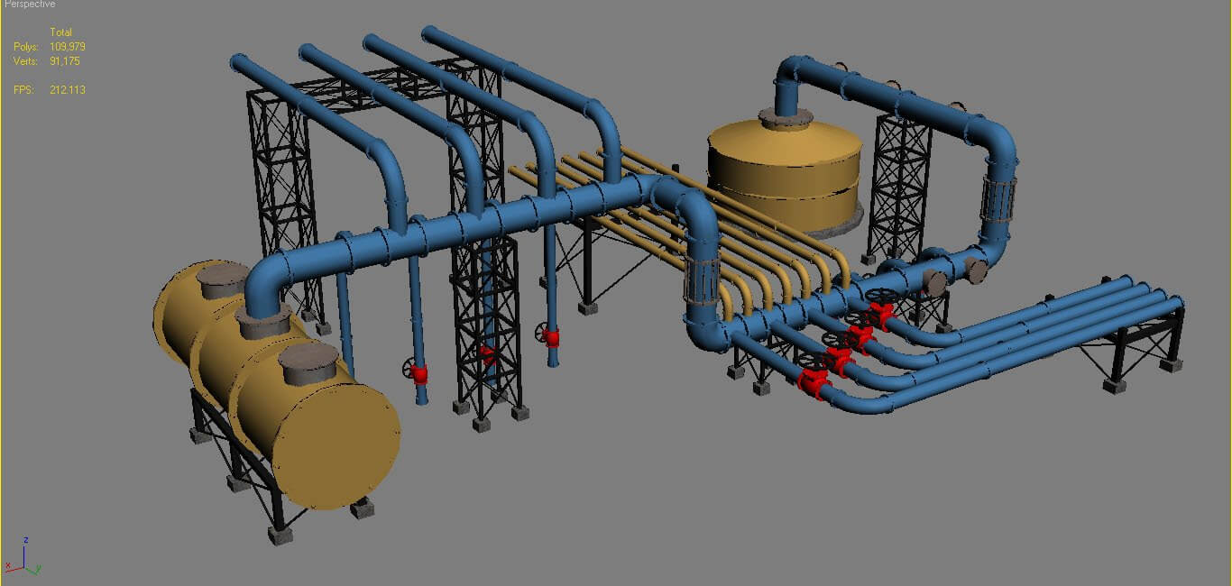 Piping System 3 - 3D Model by virtual3d
