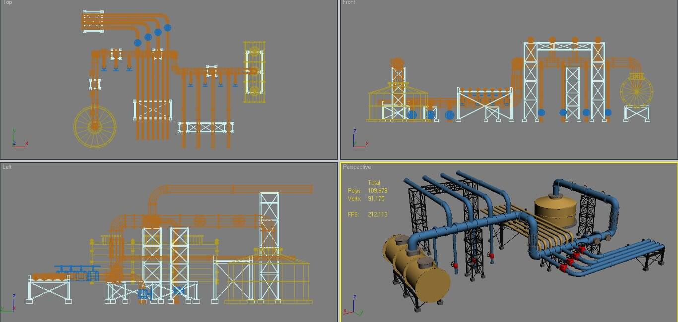 Piping System 3 - 3D Model by virtual3d