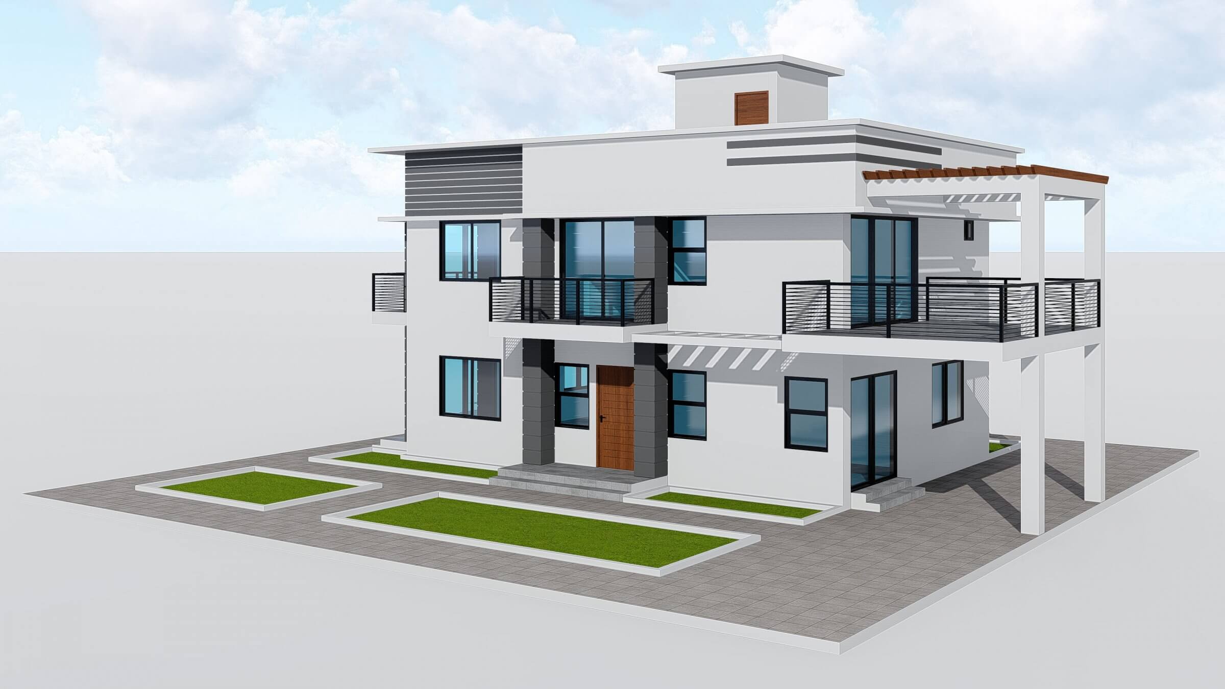 Two Storey House 1 - 3D Model by virtual3d