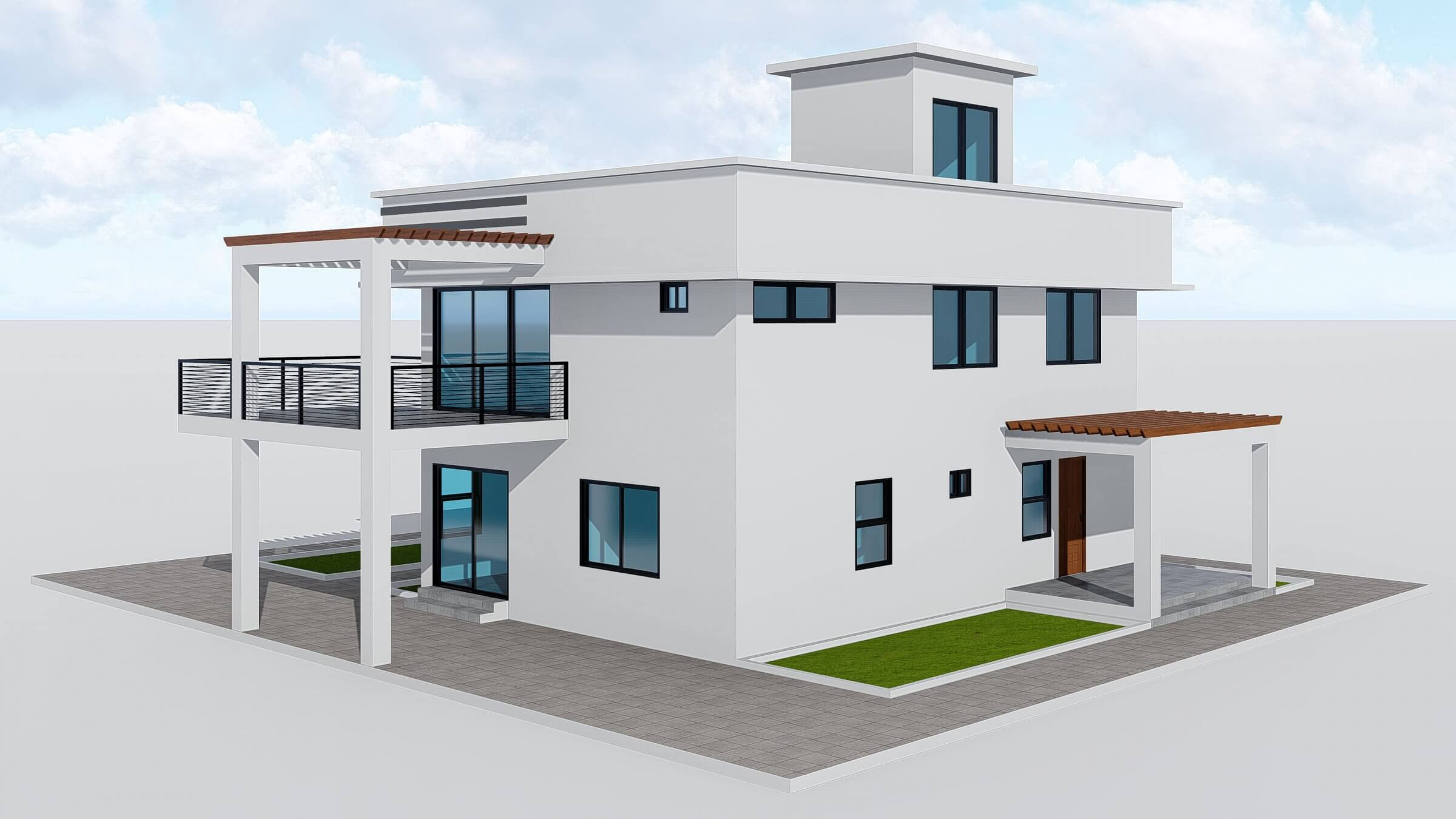 Two Storey House 1 - 3D Model by virtual3d