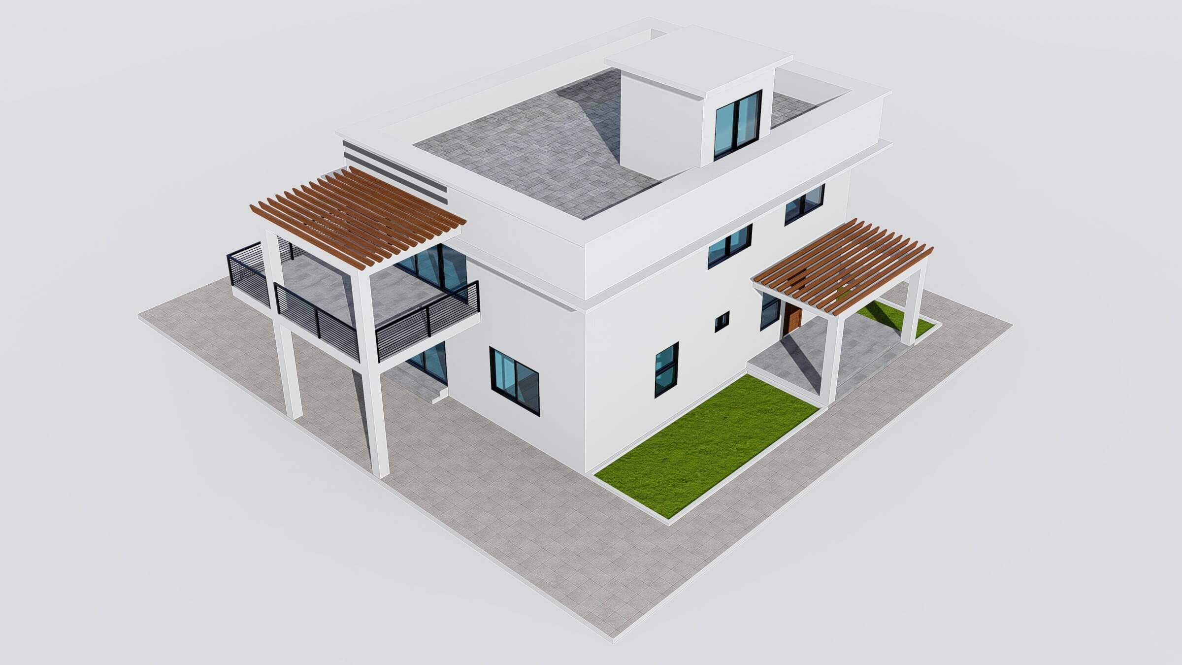 Two Storey House 1 - 3D Model by virtual3d