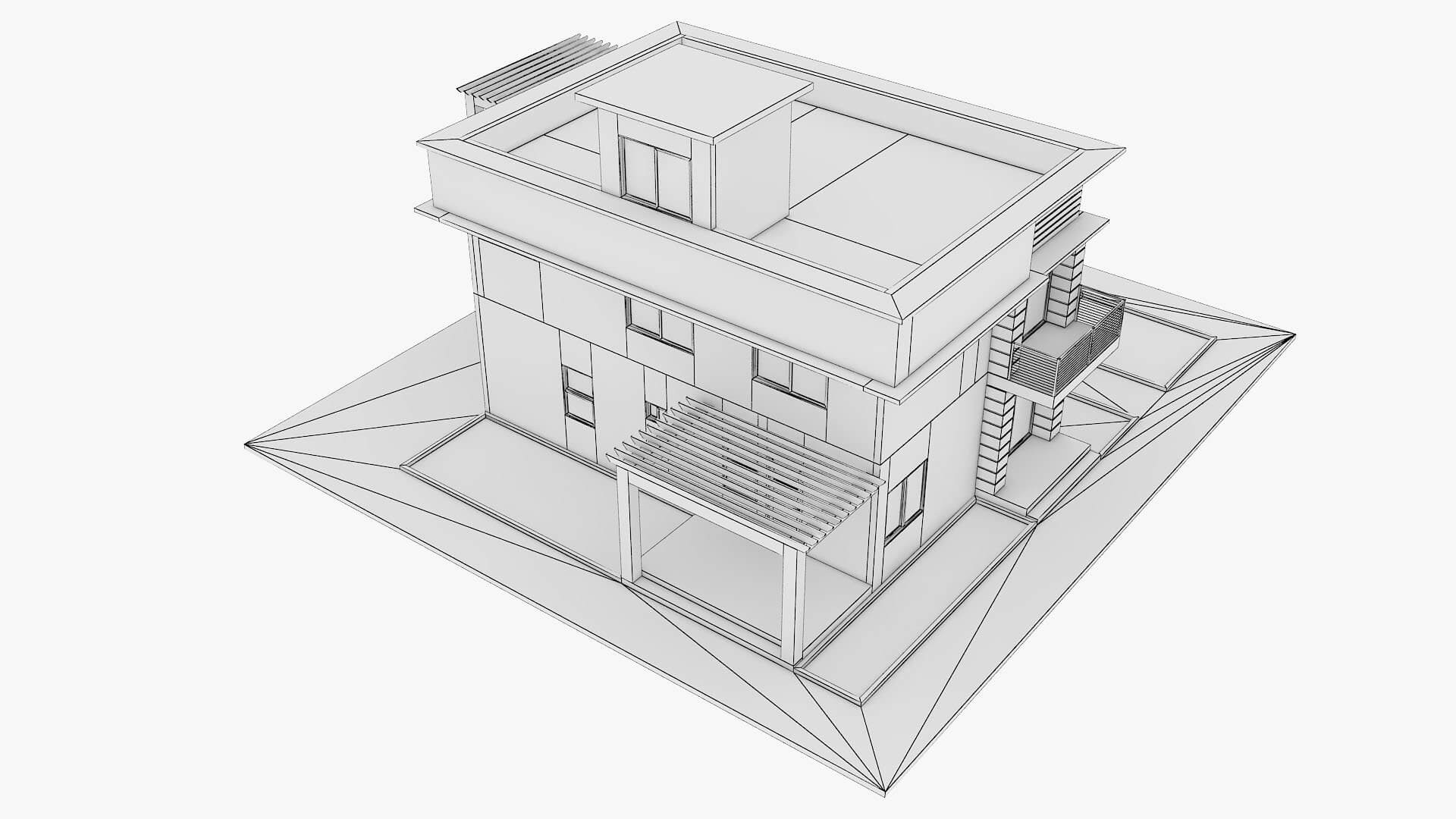 Two Storey House 1 - 3D Model by virtual3d