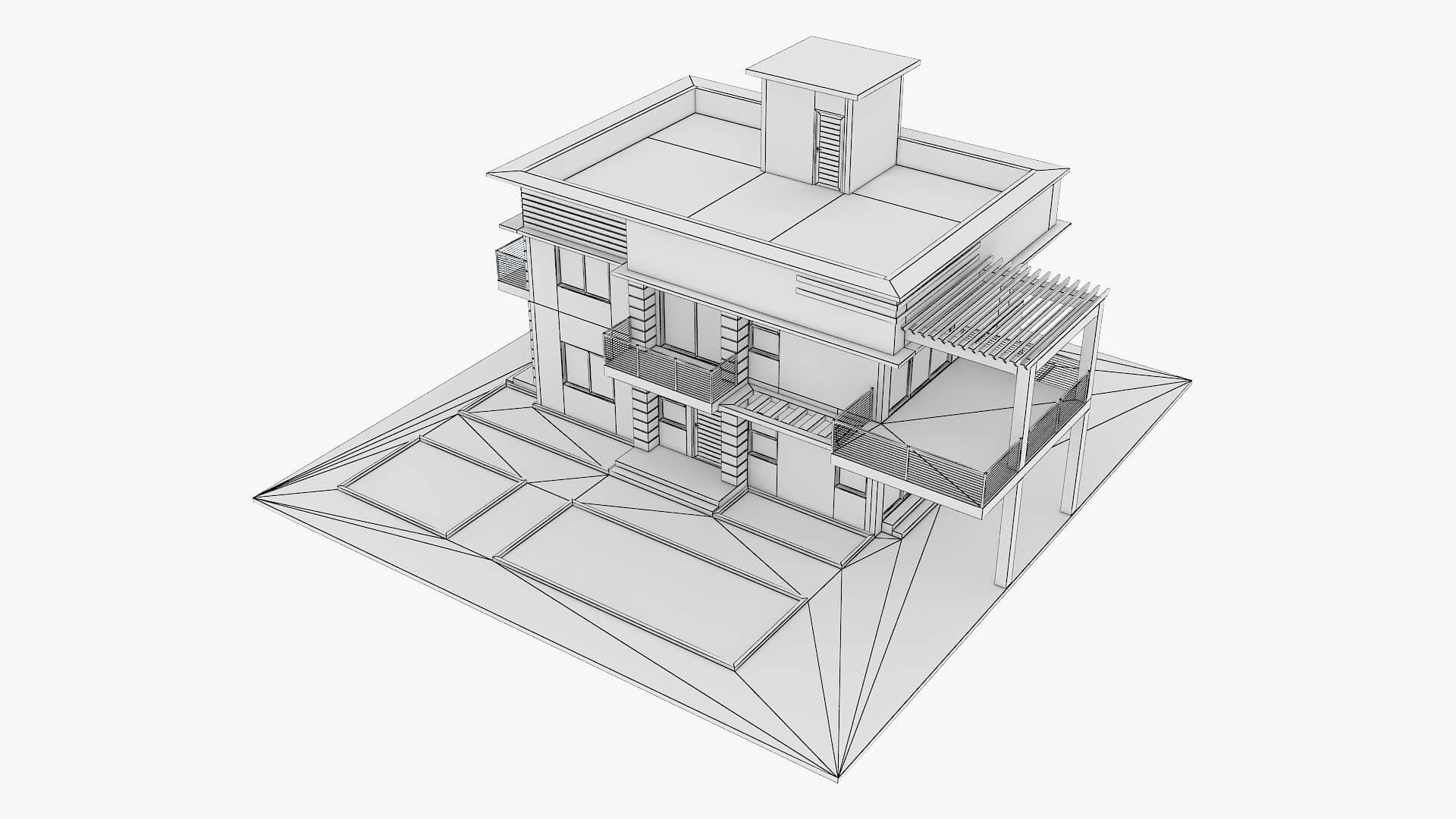 Two Storey House 1 - 3D Model by virtual3d