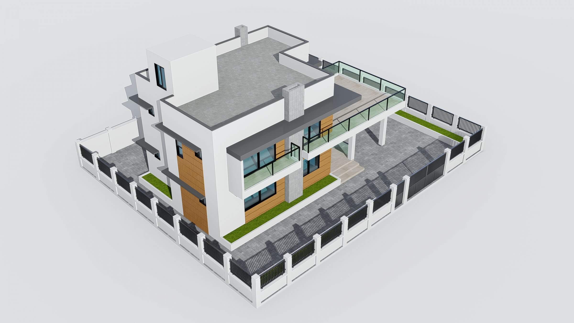 Two Storey House 2 - 3D Model by virtual3d