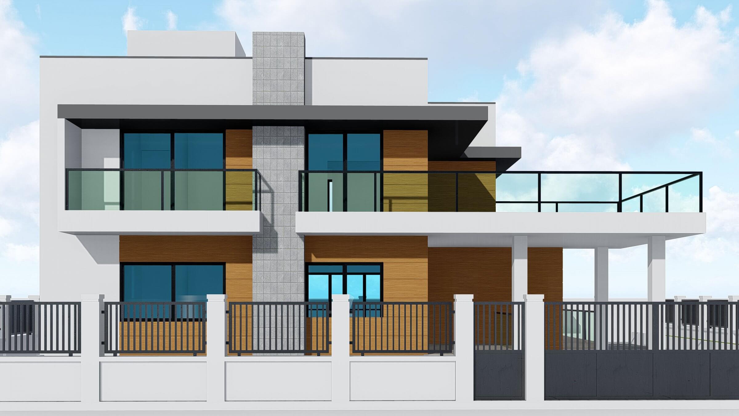 Two Storey House 2 - 3D Model by virtual3d