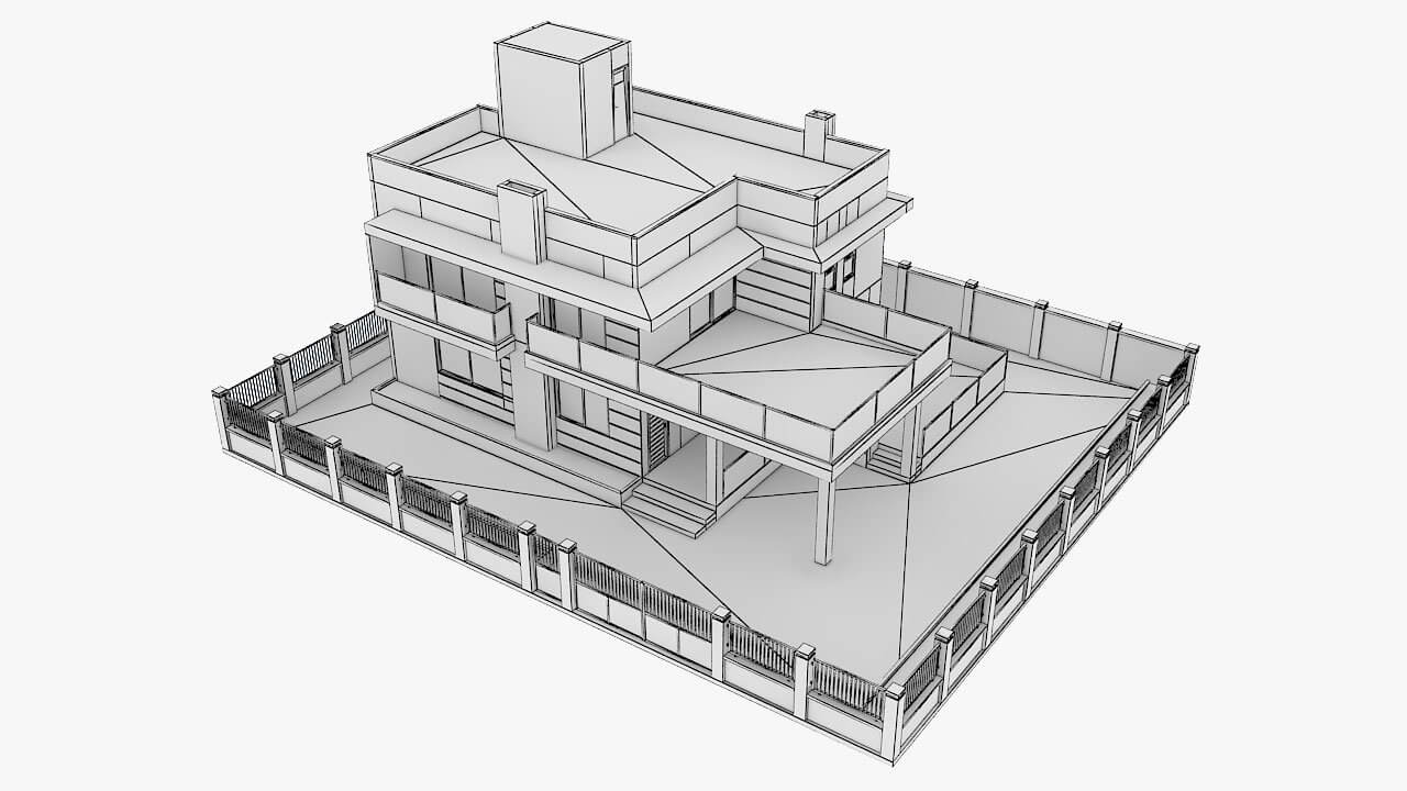 Two Storey House 2 - 3D Model by virtual3d