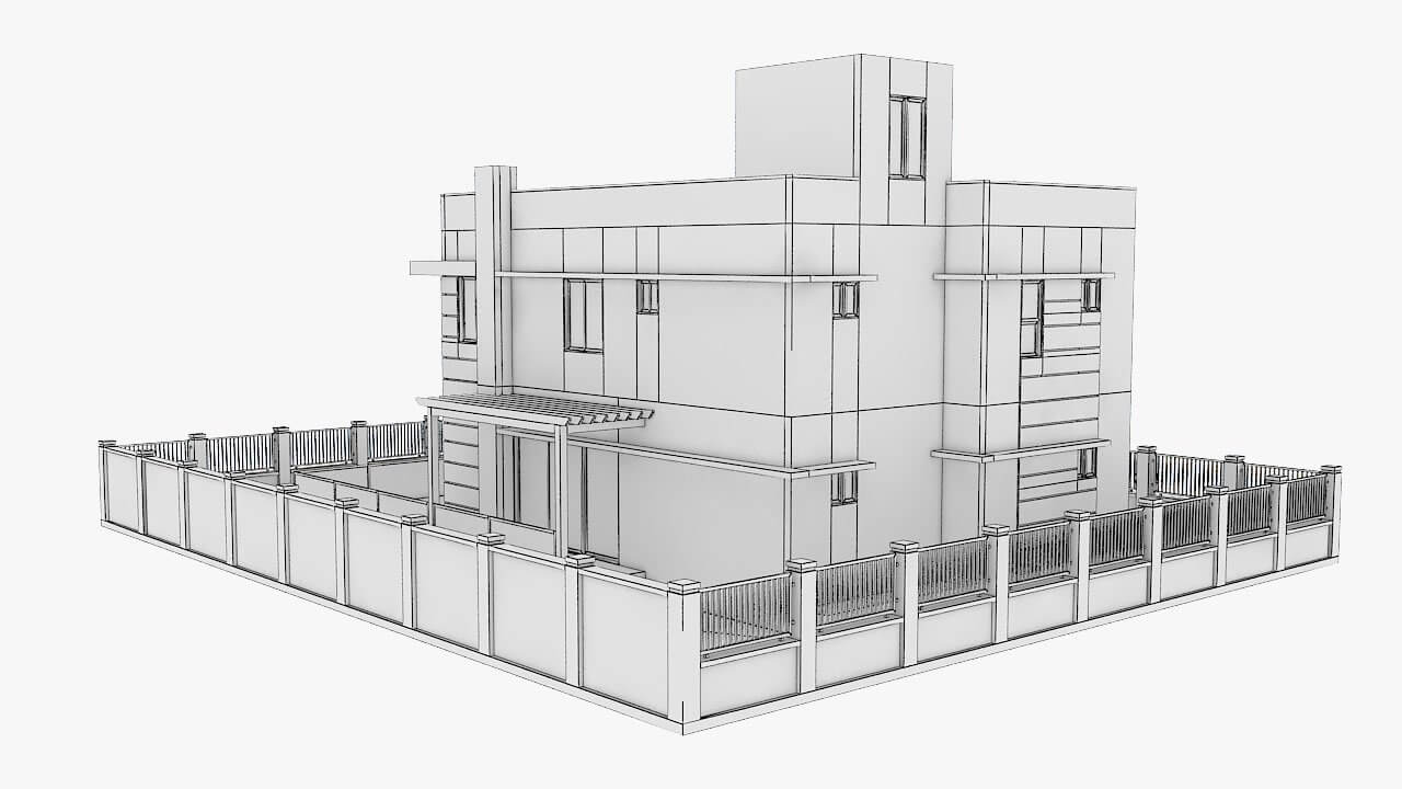 Two Storey House 2 - 3D Model by virtual3d
