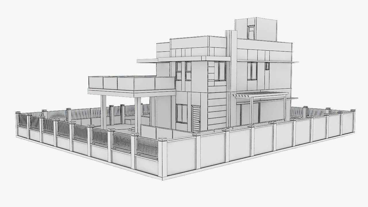 Two Storey House 2 - 3D Model by virtual3d