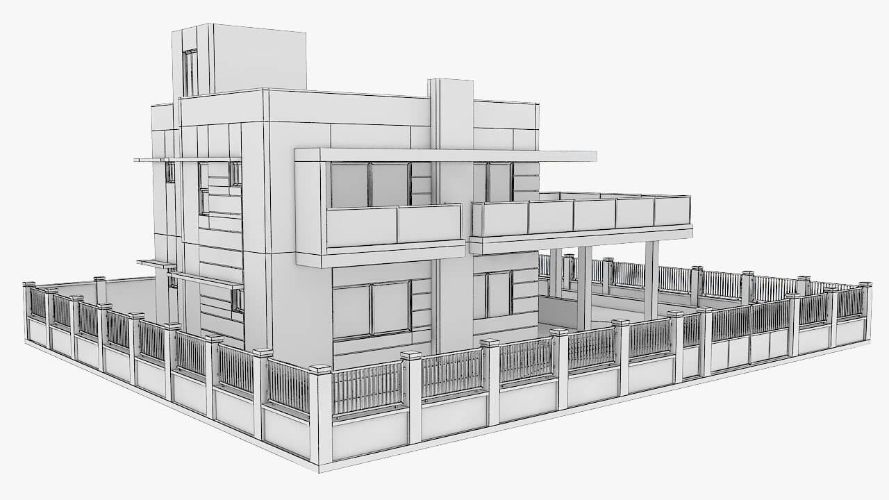 Two Storey House 2 - 3D Model by virtual3d